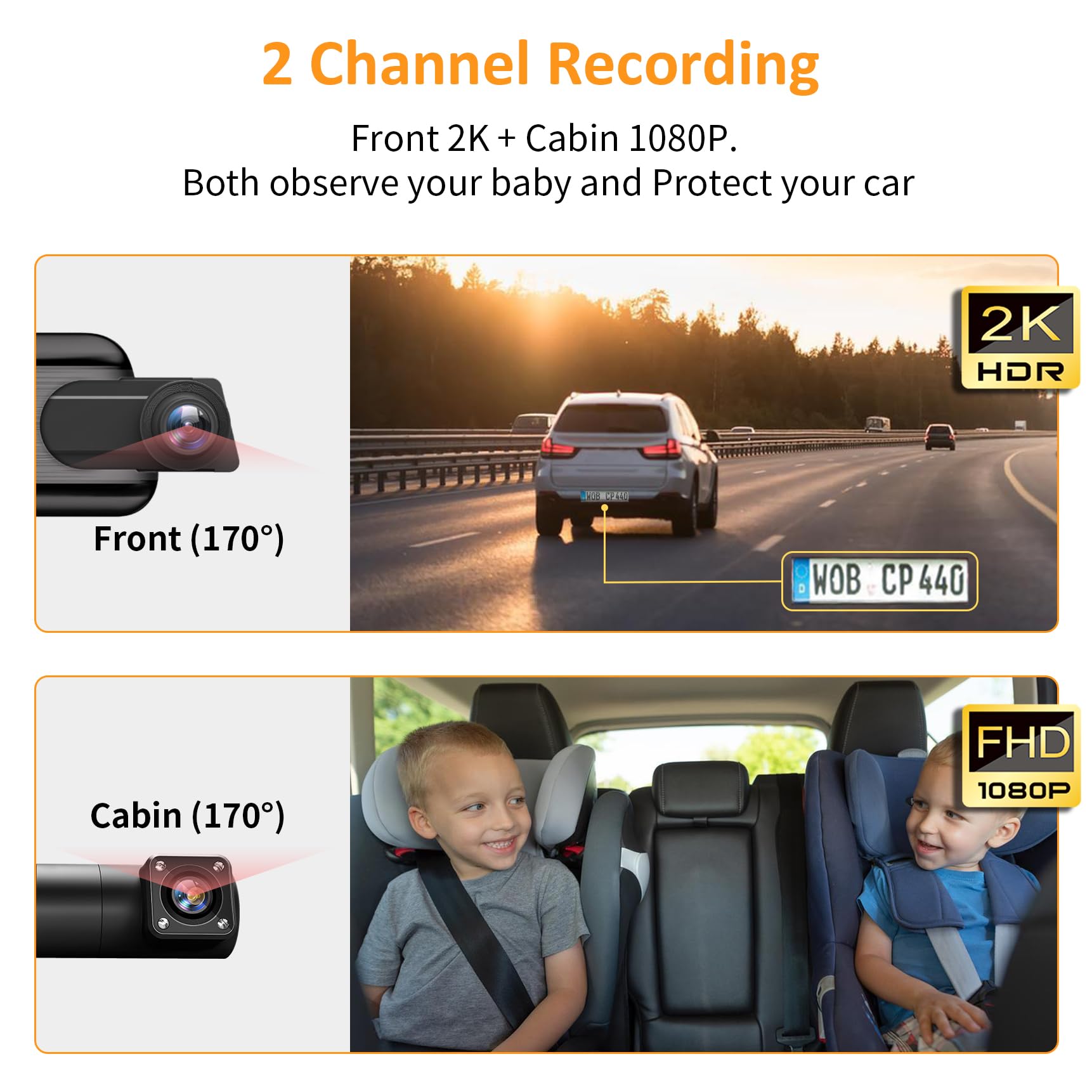 Mua Baby Car Camera WiFi & Mirror Dash Cam,2K +1080P Video Record ...