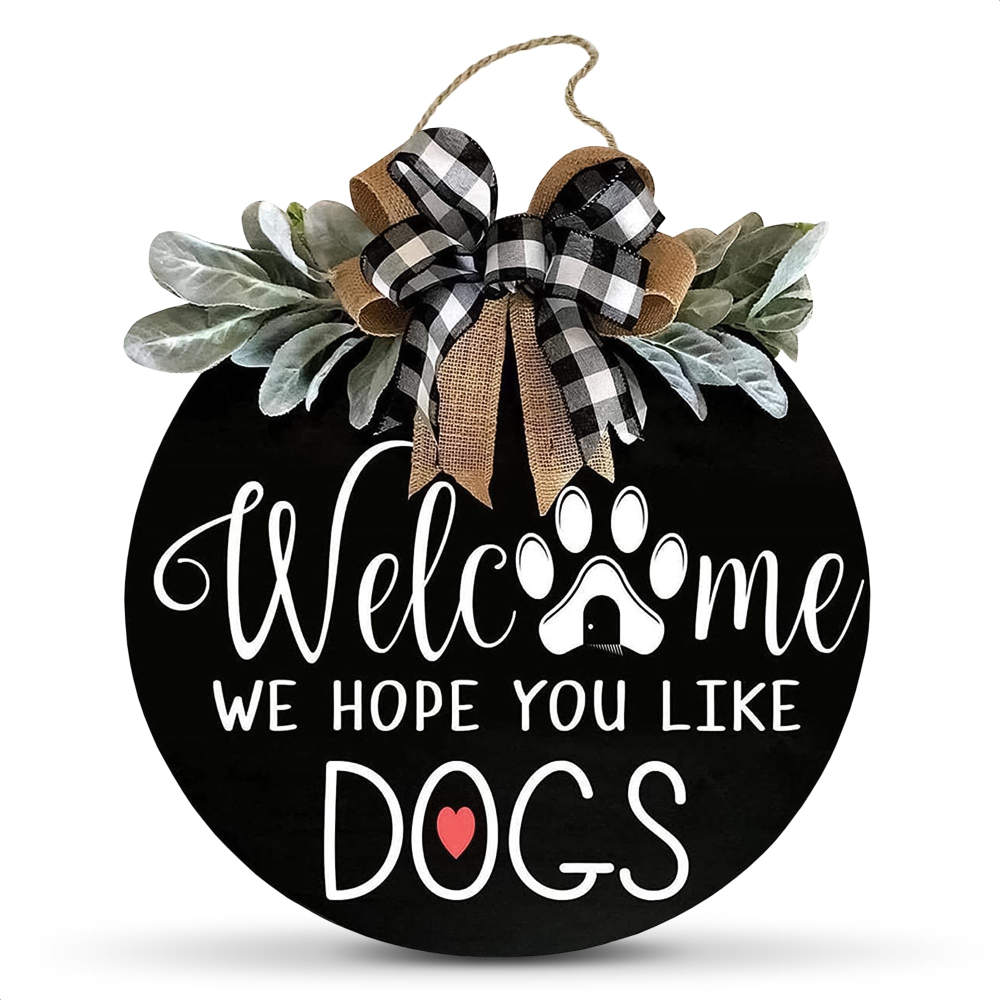 Welcome We Hope You Like Dogs Sign - 12'' Wreaths for Front Door Decor ...