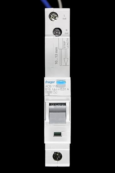 HAGER 16 AMP TYPE B 10kA 10mA RCBO RCD MCB ACB116: Amazon.co.uk ...
