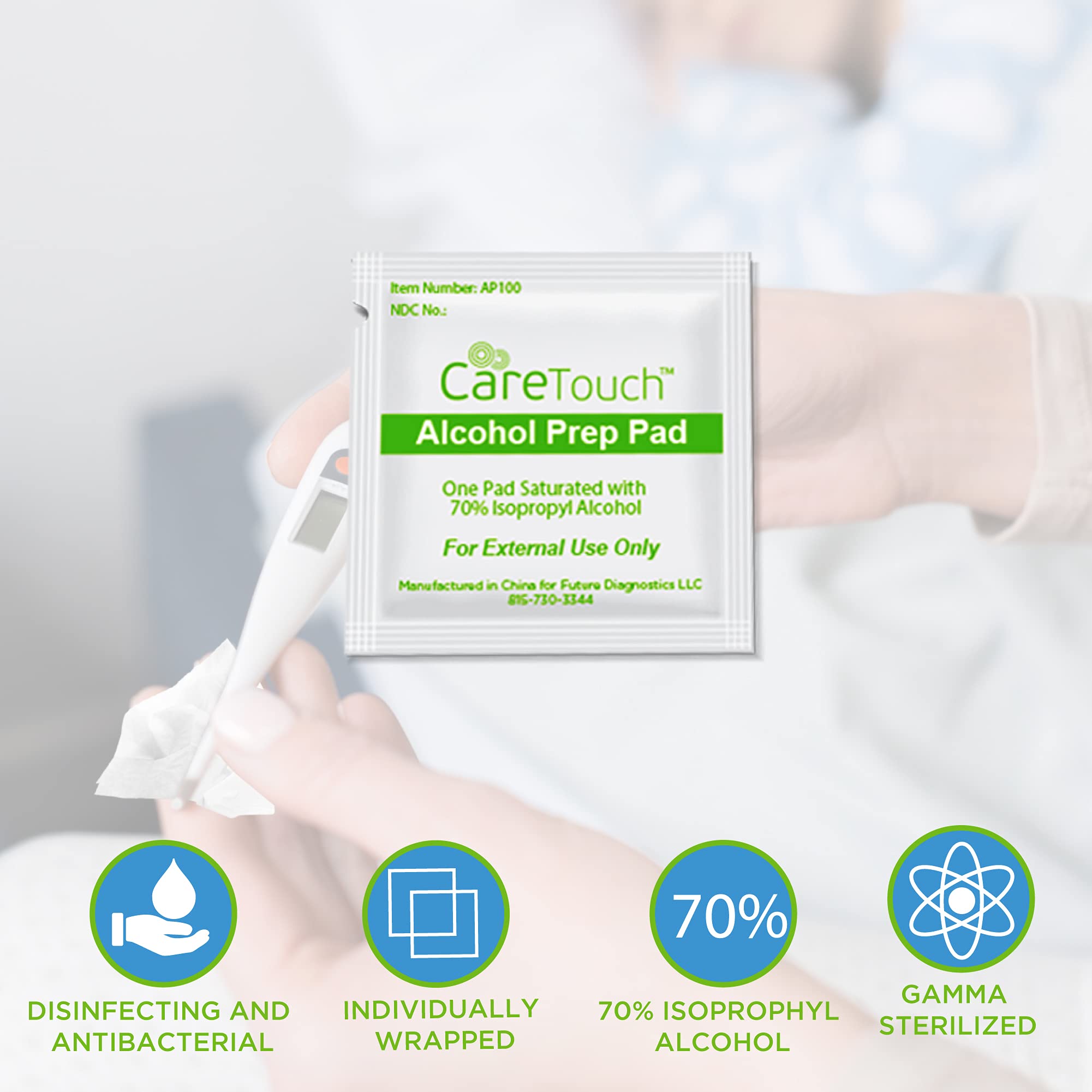 Care Touch Alcohol Wipes Individually Wrapped - Prep Pads with 70% ...