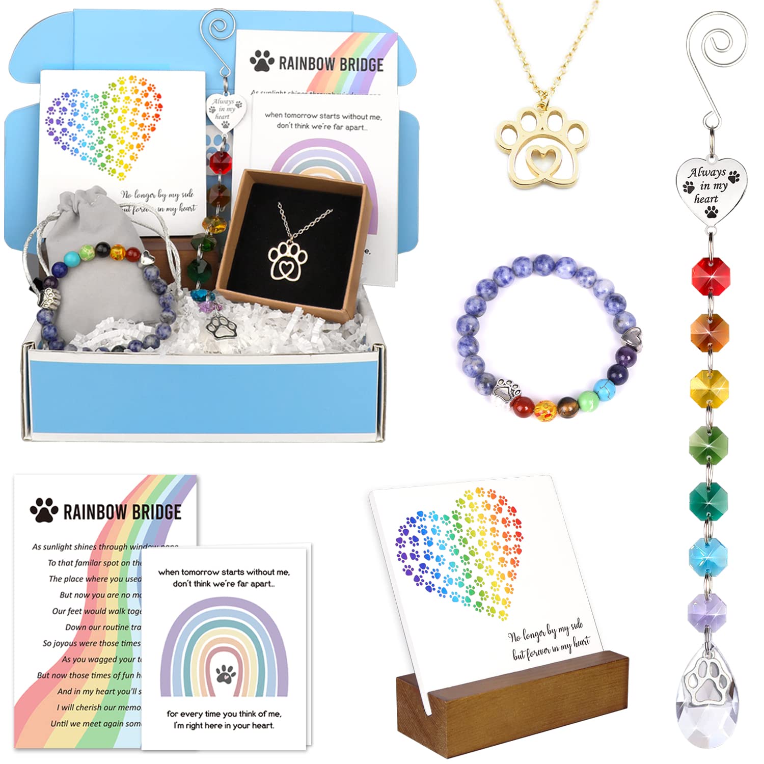 VANTLIN Rainbow Bridge Sympathy Gift Baskets for Loss of Dog or Cat ...