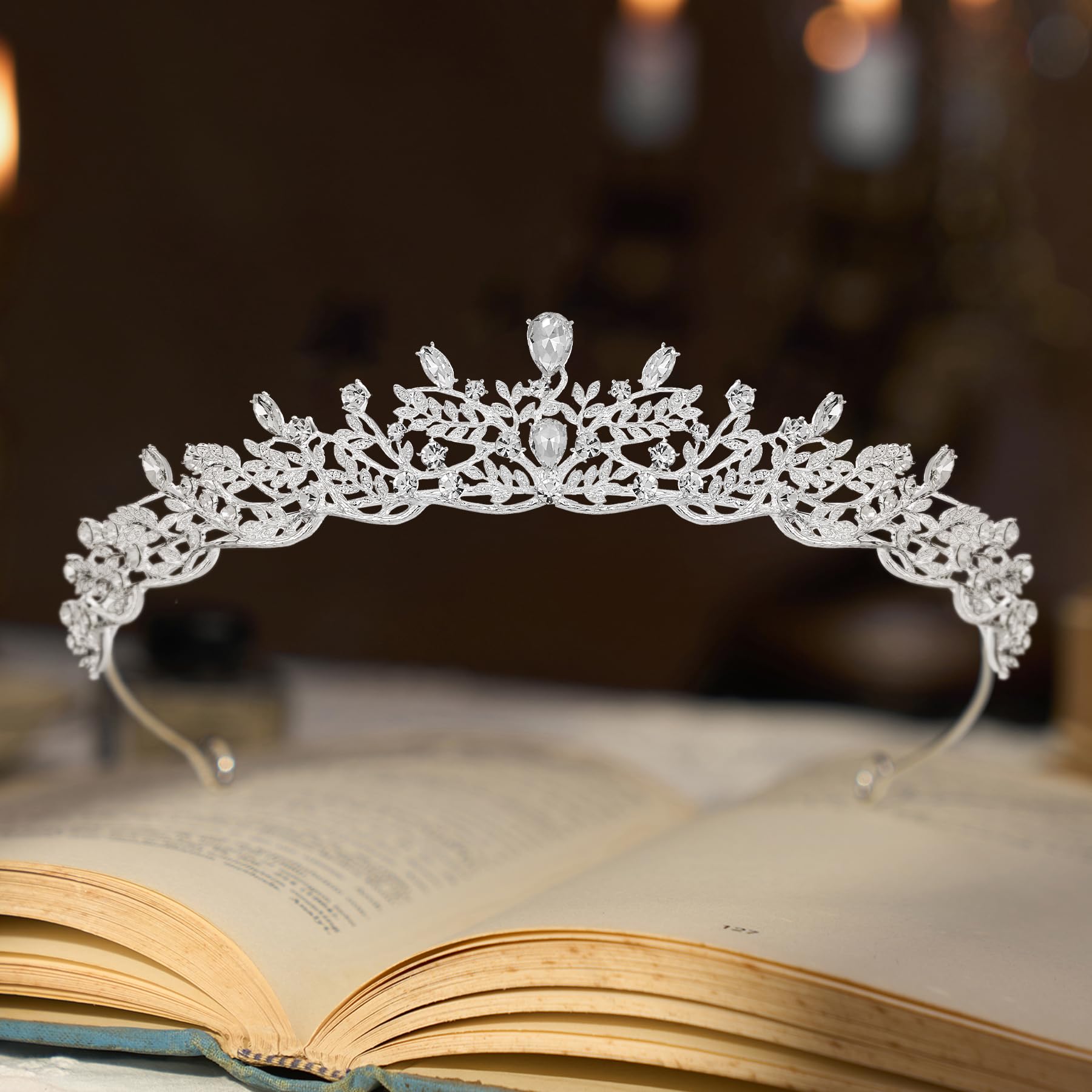 SWEETV Silver Tiara Crown for Women,Princess Tiaras for Girls,Crystal ...