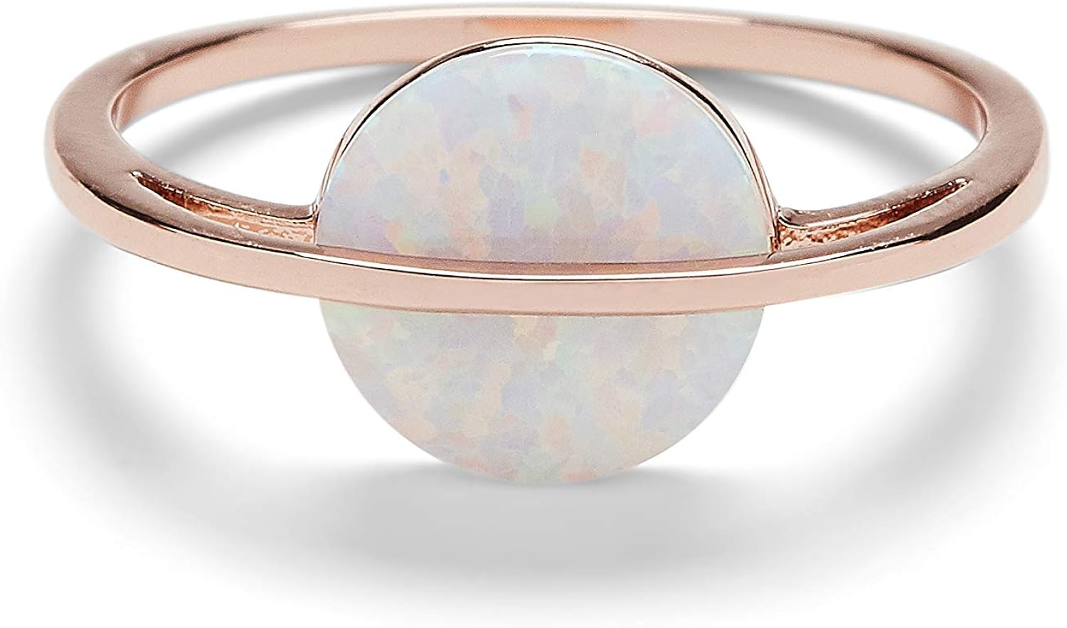 Pura Vida Silver or Rose Gold-Plated Opal Saturn Ring - Synthetic Stone ...