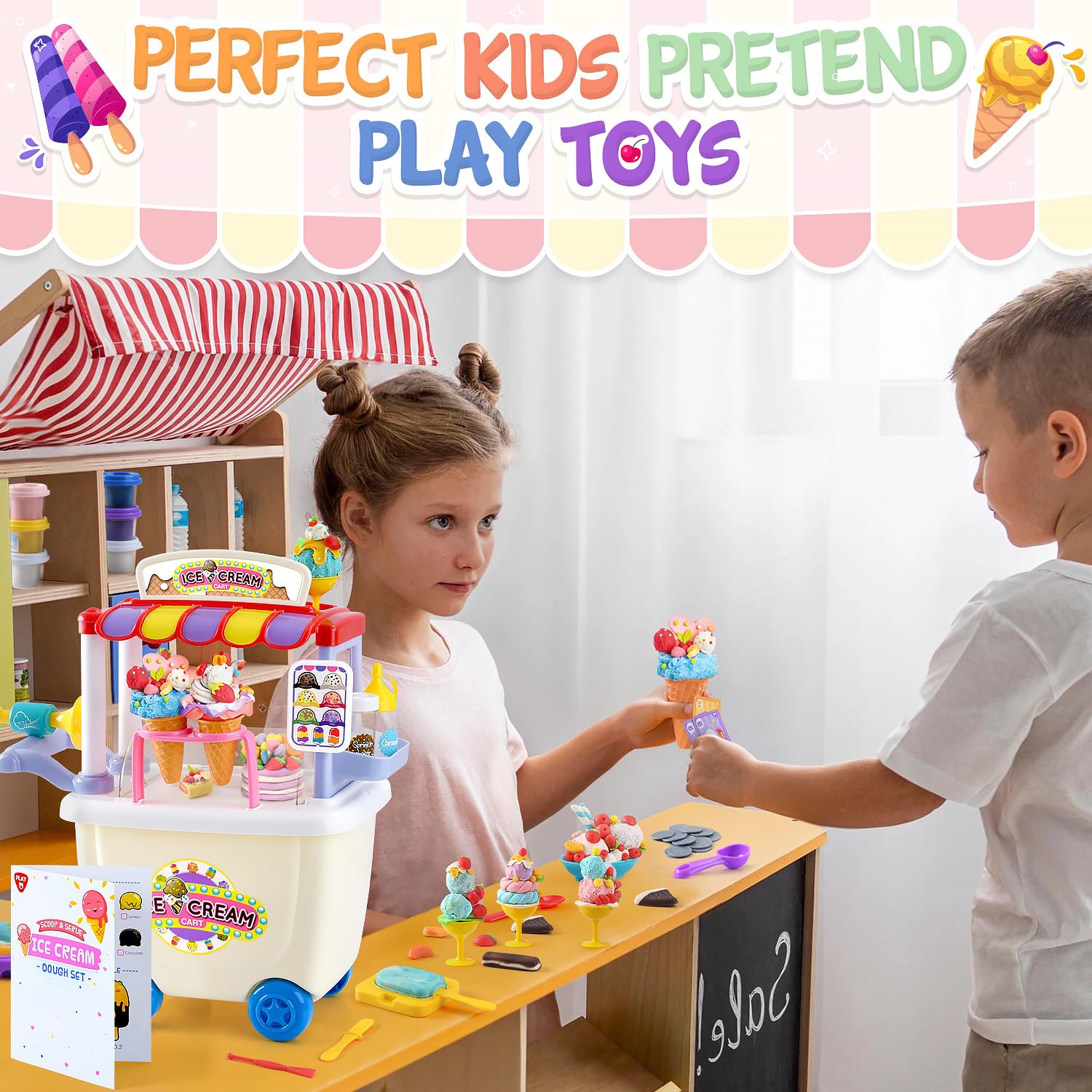 Mua PLAY Ice Cream Cart Toys for Kids - Color Dough Sets for Kids Ages ...