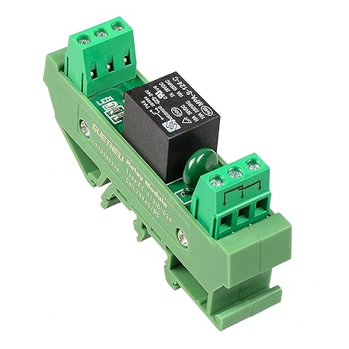 GUETNEU Relay Board, Relay Module 1 Channel 1 SPDT DIN Rail Mount 24V ...