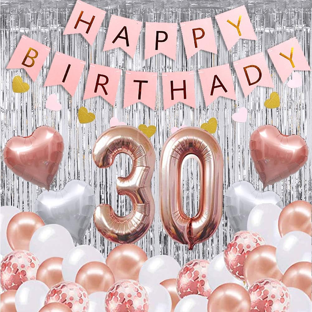 zhuochuan 30th Rose Gold Birthday Party Decoration, Happy Birthday ...