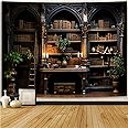 Amazon.com: Simpkeely Gothic Bookshelf Tapestry Vintage Medieval Old ...