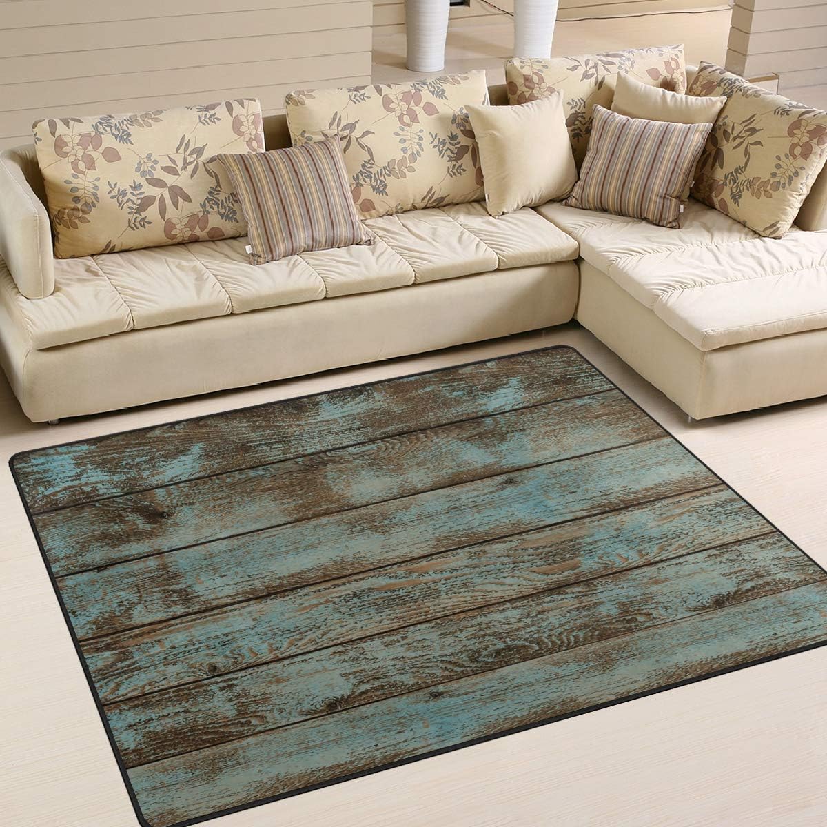 Amazon.com: Rustic Old Barn Wood Area Rug 4'x6', Educational Polyester ...