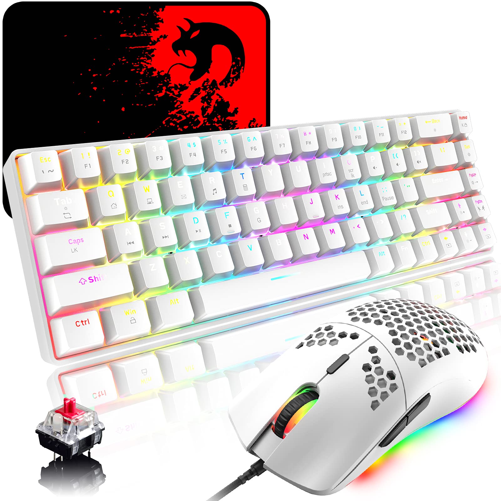 Mua RGB Gaming Keyboard and Mouse Set Small, 68 Keys Red Switch 60% ...