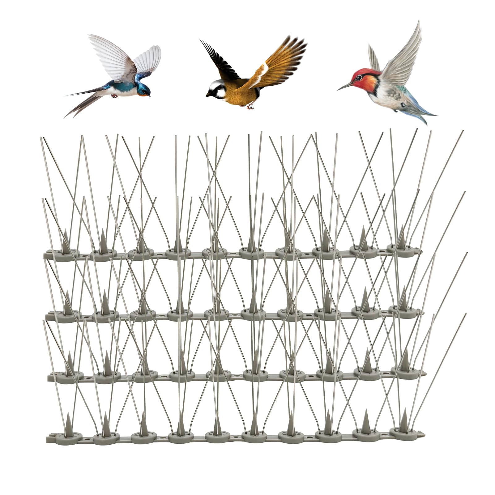 WARM EF Bird Spikes, 16 Pack Anti Bird Spike, Stainless Steel Pigeon Deterrent Spikes with ...