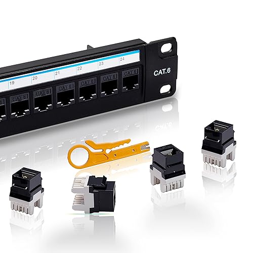 Lysymixs Cat6 Patch Panel 24 Port with Keystone, RJ45 Network Patch ...