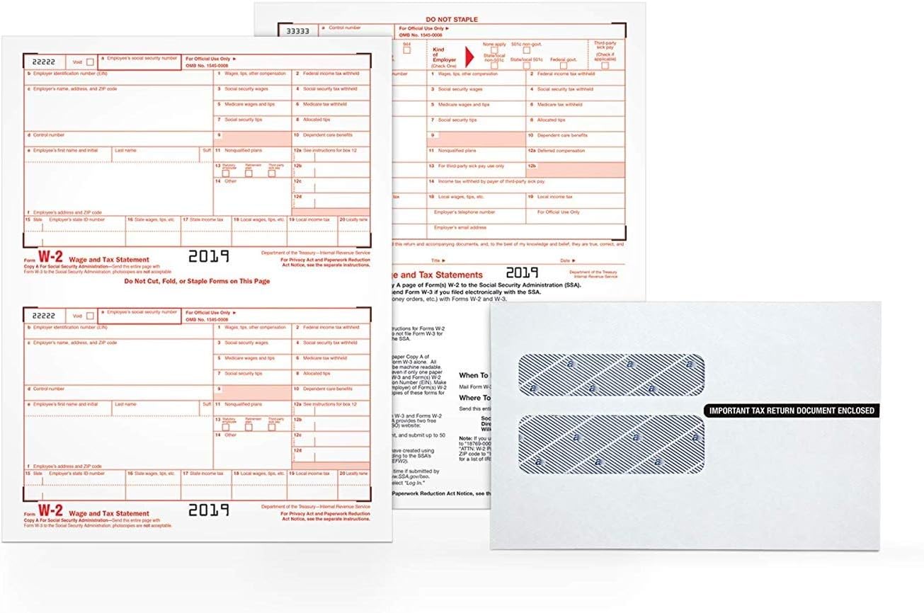 Amazon.com : Complete Laser W-2 Tax Forms and W-3 Transmittal - Kit for 10 Employees ~6-Part ...