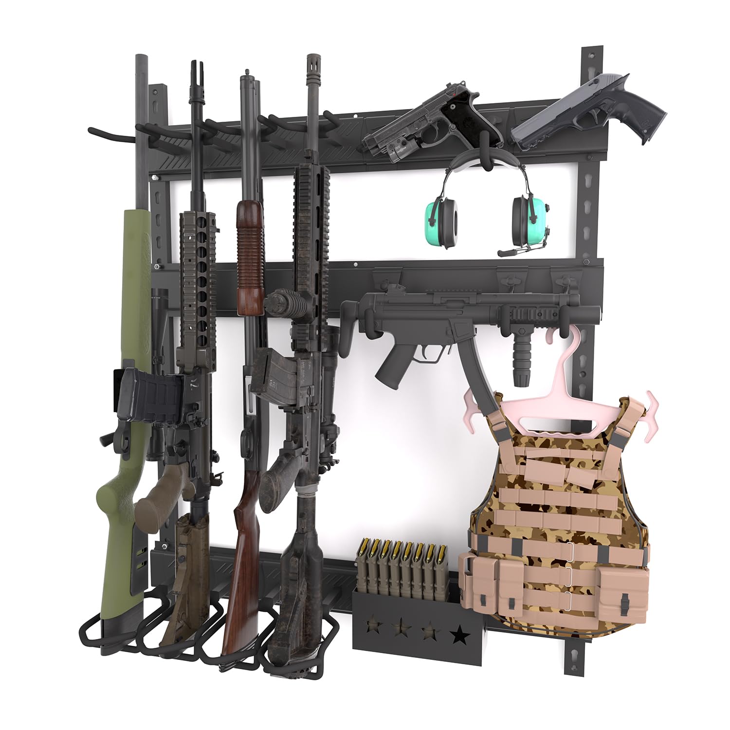 Osiewen Diy Rack Wall Mount, Heavy Duty Steel Indoor Gun Rack Stand for ...