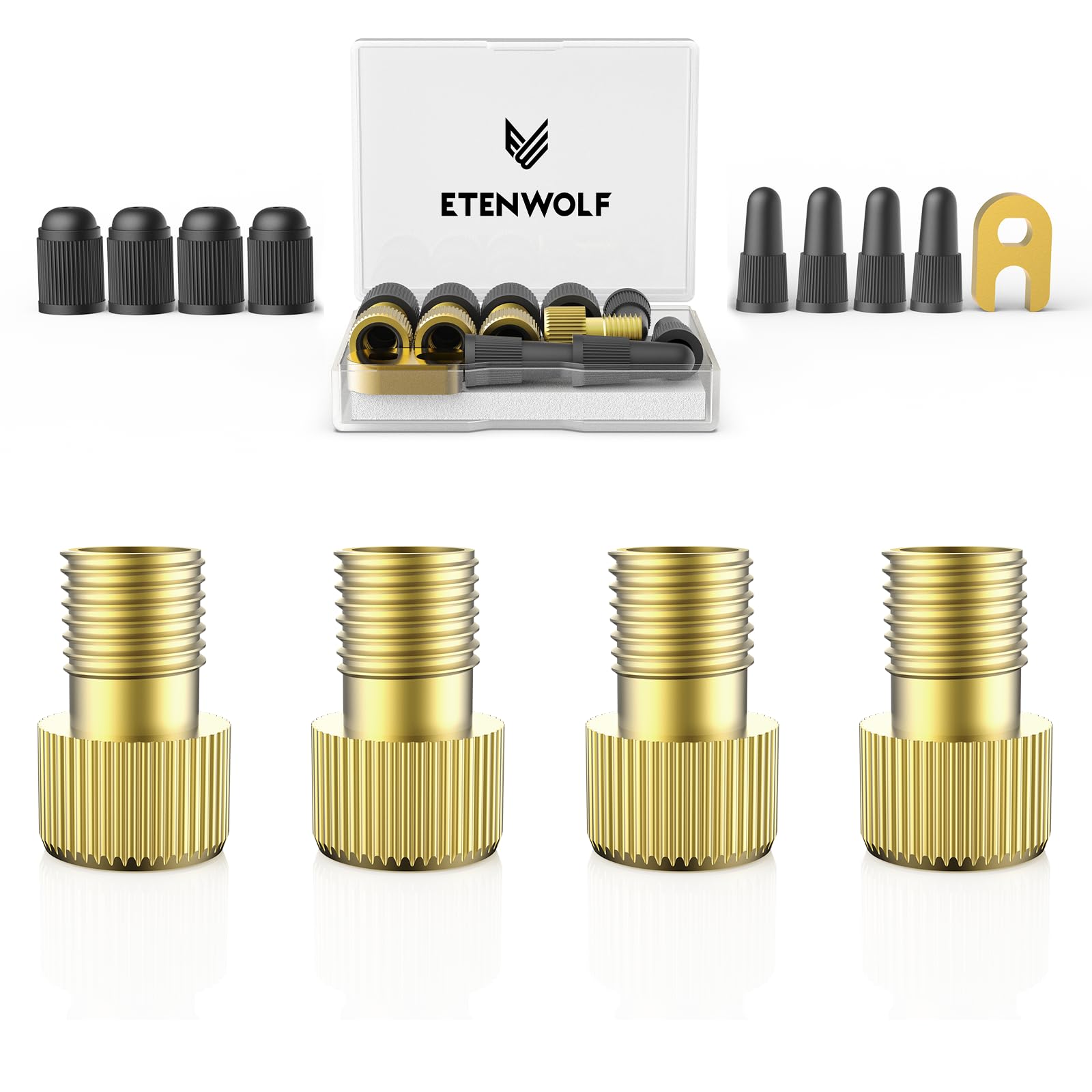 ETENWOLF Brass Presta Valve Adapter 4 Pack, Convert Presta to Schrader ...