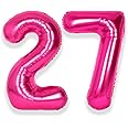 Amazon.com: SUWEN 40 Inch Large Hot Pink 27 Balloon Numbers Big Foil ...
