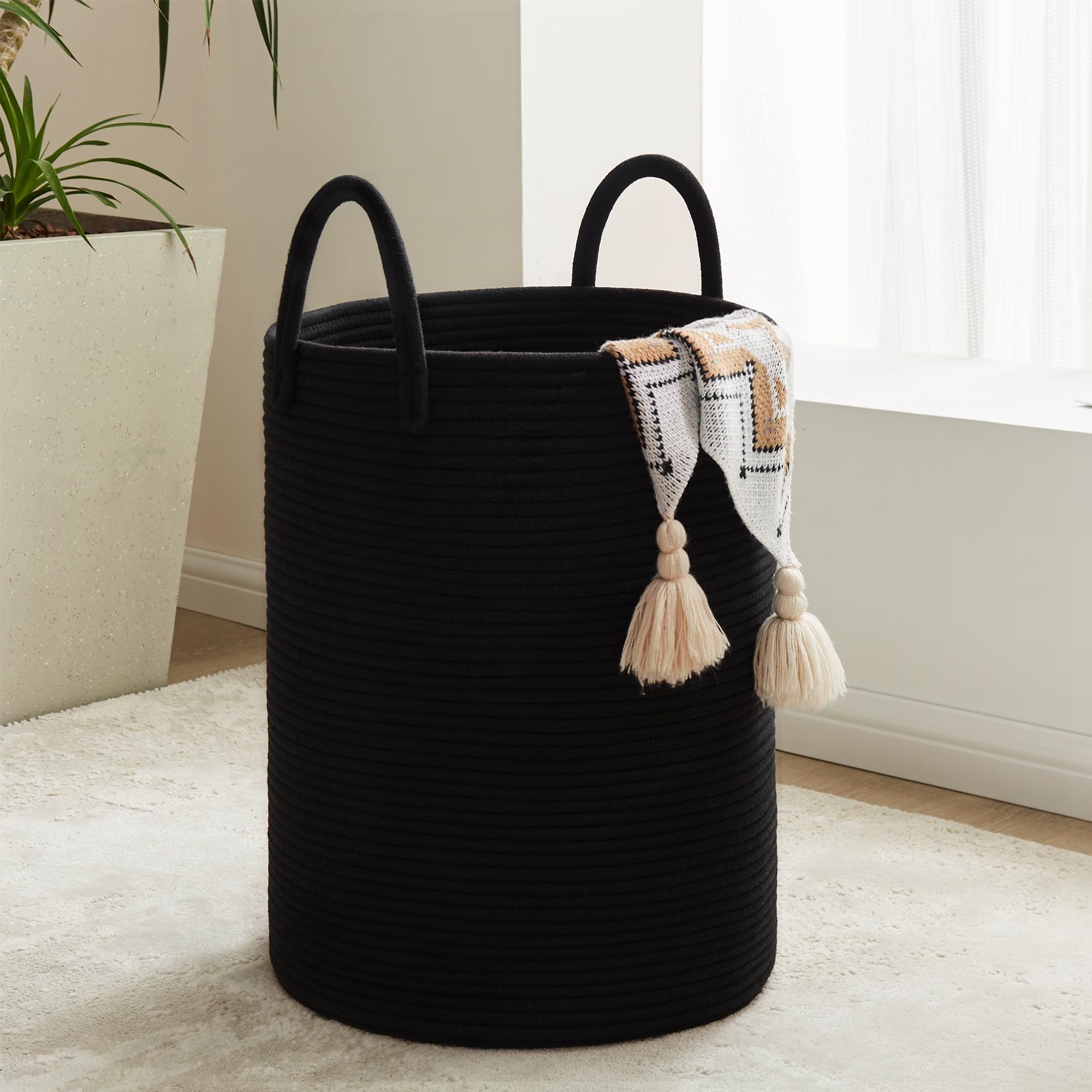 Cotton Rope Laundry Hamper by YOUDENOVA, 72L - Woven Collapsible ...