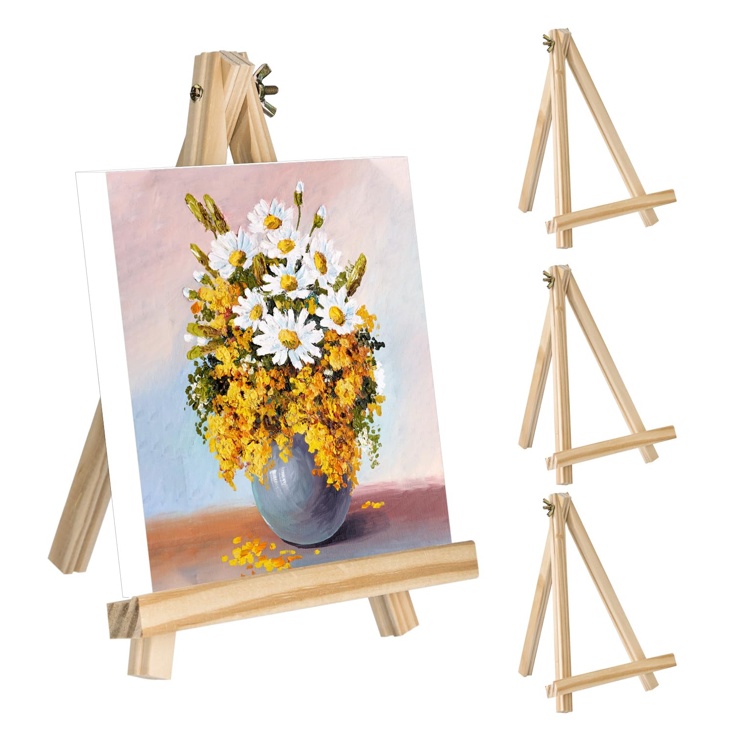 6 Pack 9 Inch Wood Easels, Easel Stand for Painting Canvases, Art, and ...