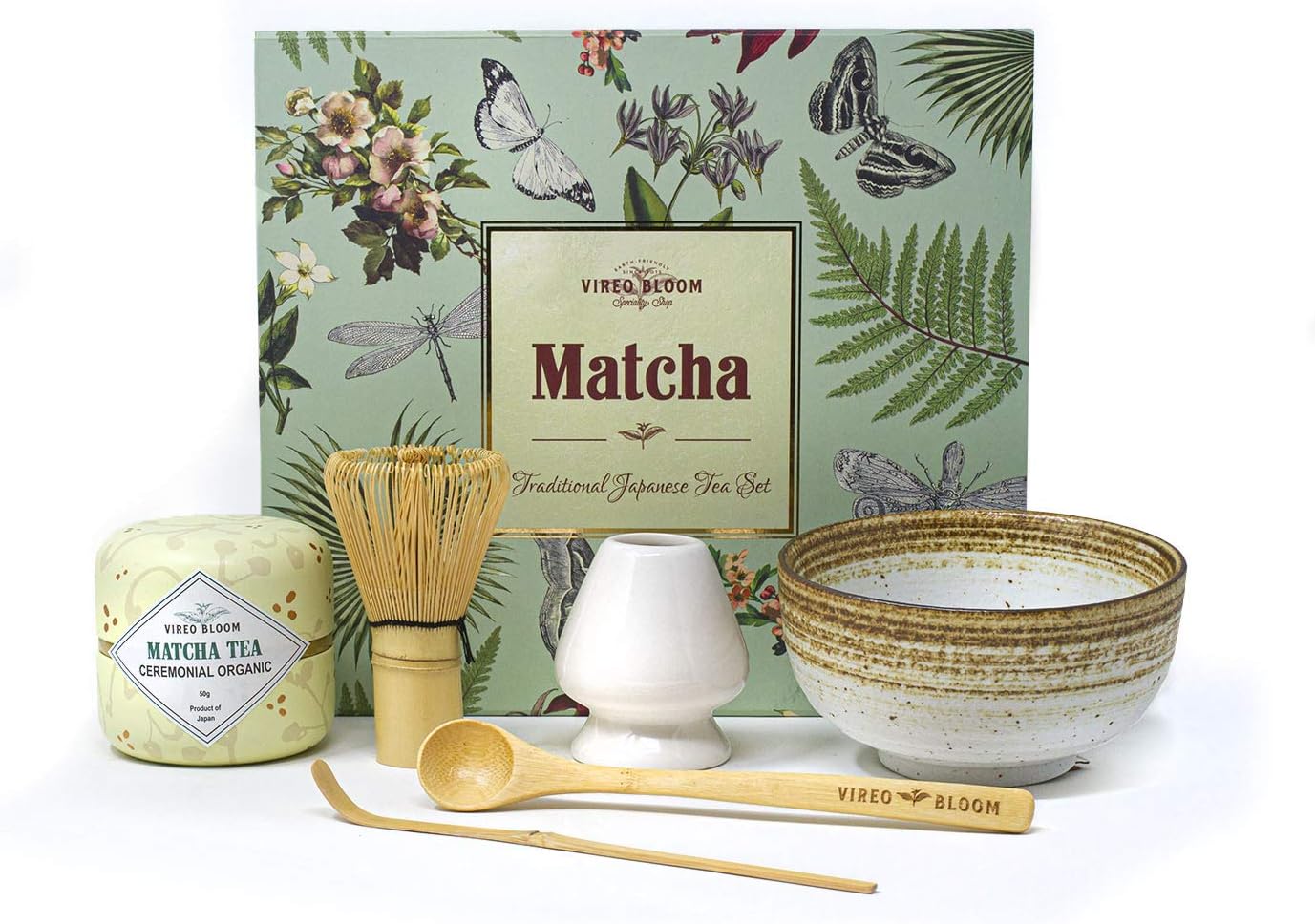 Vireo Bloom Matcha Green Tea Ceremony Set - Tin 50g of Ceremonial ...
