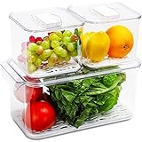 Amazon.com: elabo Food Storage Containers Fridge Produce Saver- 3 Piece ...