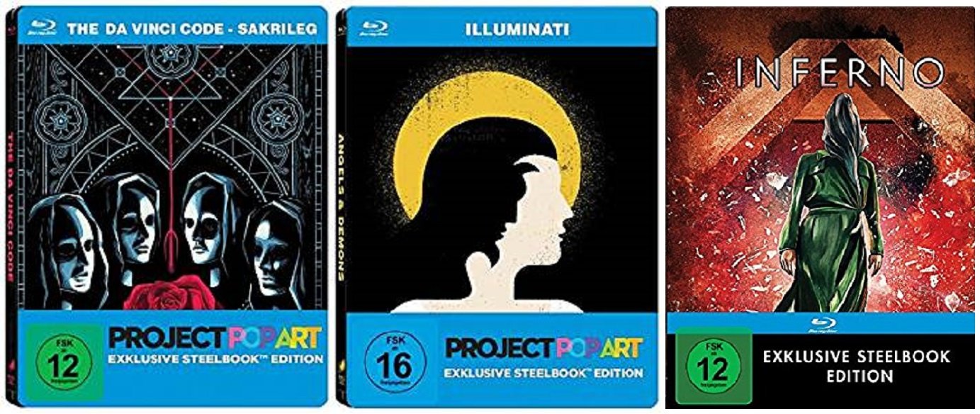 Dan Browns Illuminati + The Da Vinci Code + Inferno Steelbook Blu-ray ...