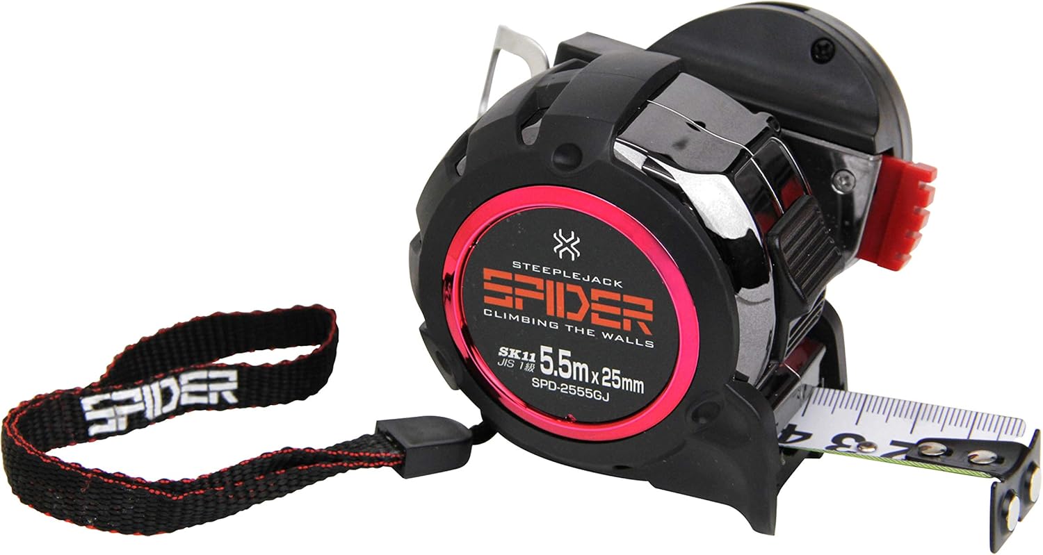 Amazon | SK11(エスケー11) コンベックス SPIDER(スパイダー) ゴムジャケット JIS1級 SPD-2555GJ-H 5.5m 25mm幅 コンベックスホルダー付き ...