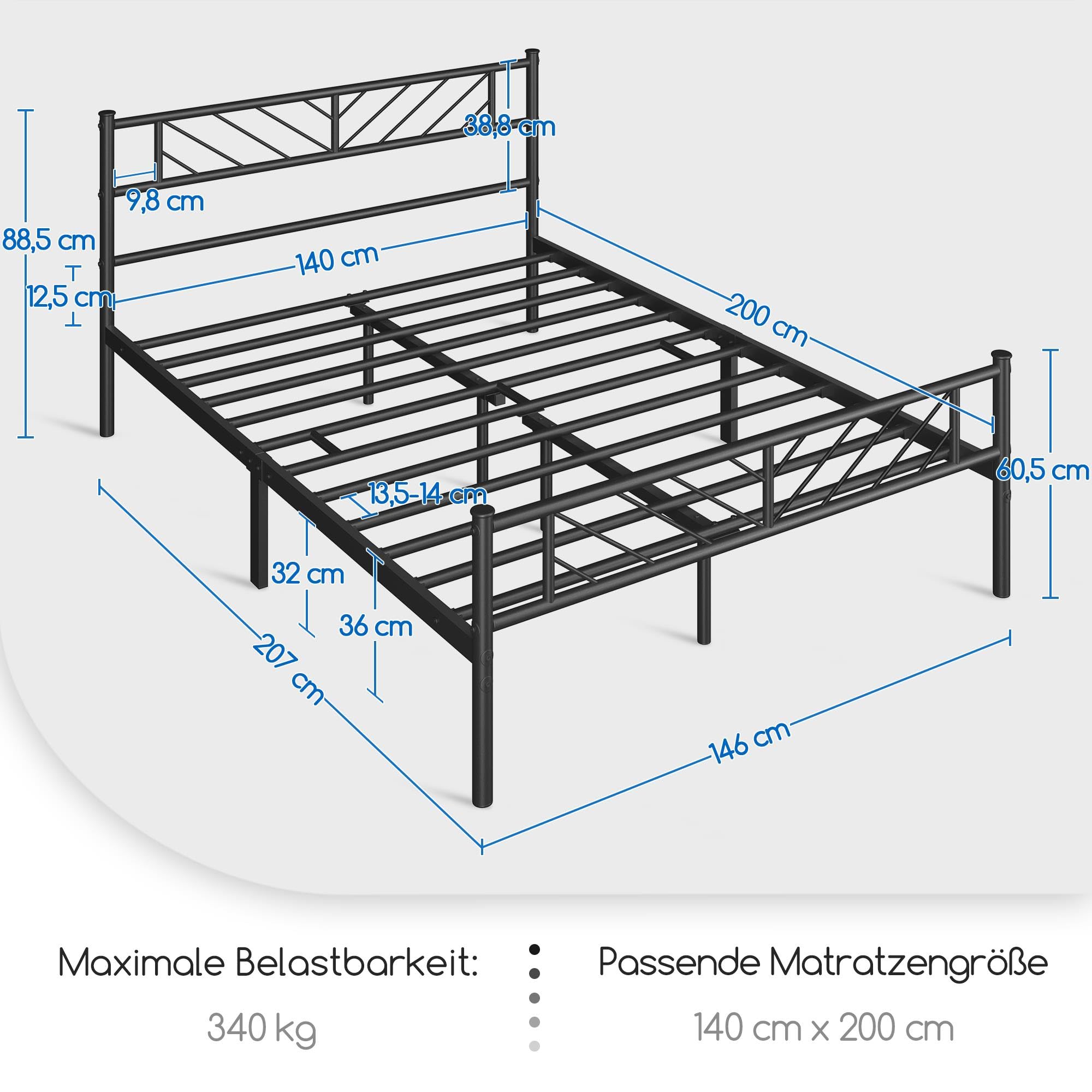 Mua Yaheetech Metal Bed 140 x 200 cm Minimalist Bed Frame with ...