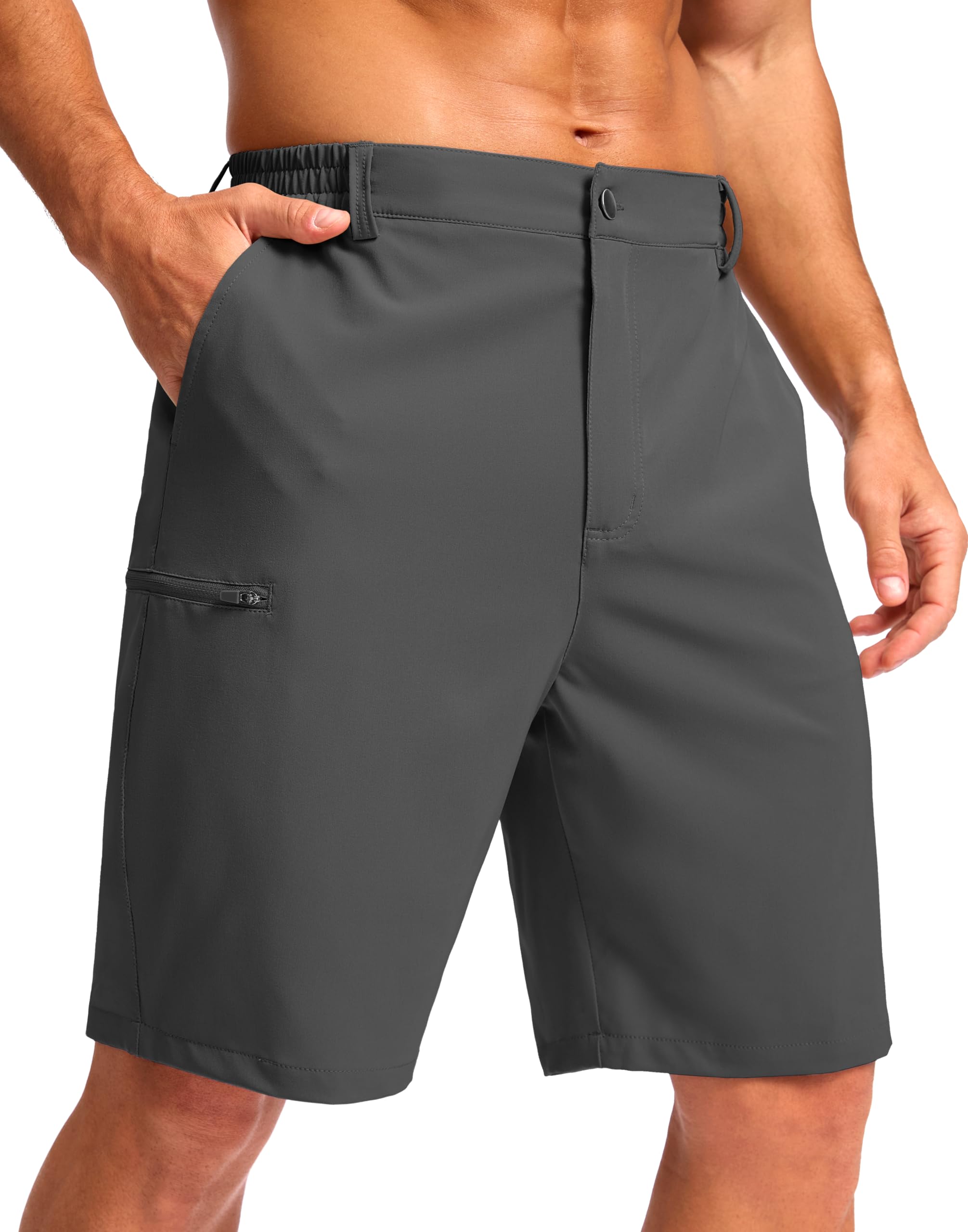 G Gradual Men's Casual Shorts Lightweight Golf Shorts (9", Charcoal, XL ...