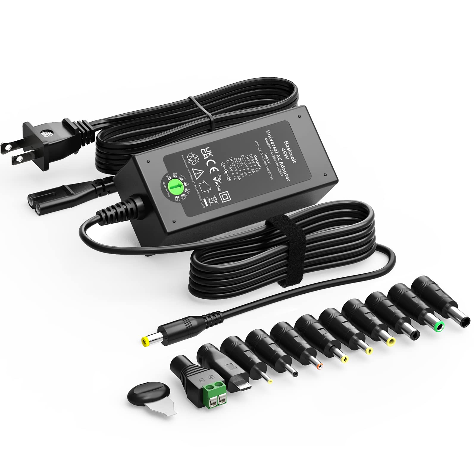 Basicvolt 45W Universal 15V 13.5V 12V 9V 7.5V 6V 5V DC Power Supply ...