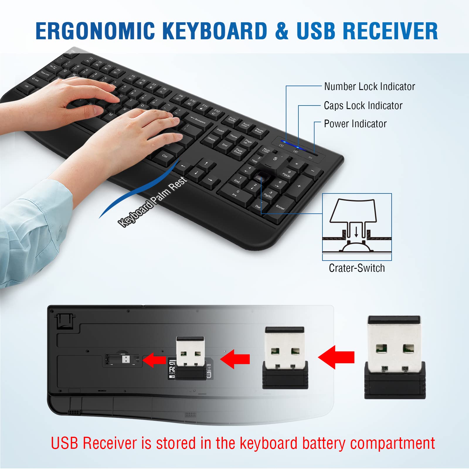 Mua Wireless Keyboard and Mouse Combo, Full-Sized 2.4GHz Wireless ...