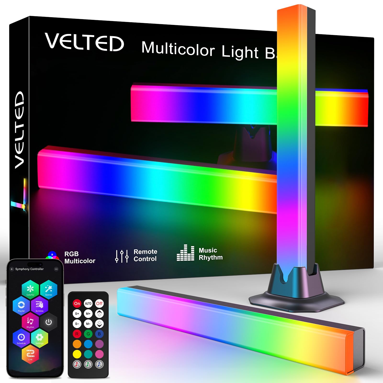VELTED RGB Light Bar, Smart Music Sync RGB IC LED Lights Bars, USB ...
