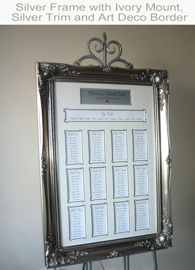 Silver Luxury Wedding Seating Plan Frame - Large Baroque style - Fully ...