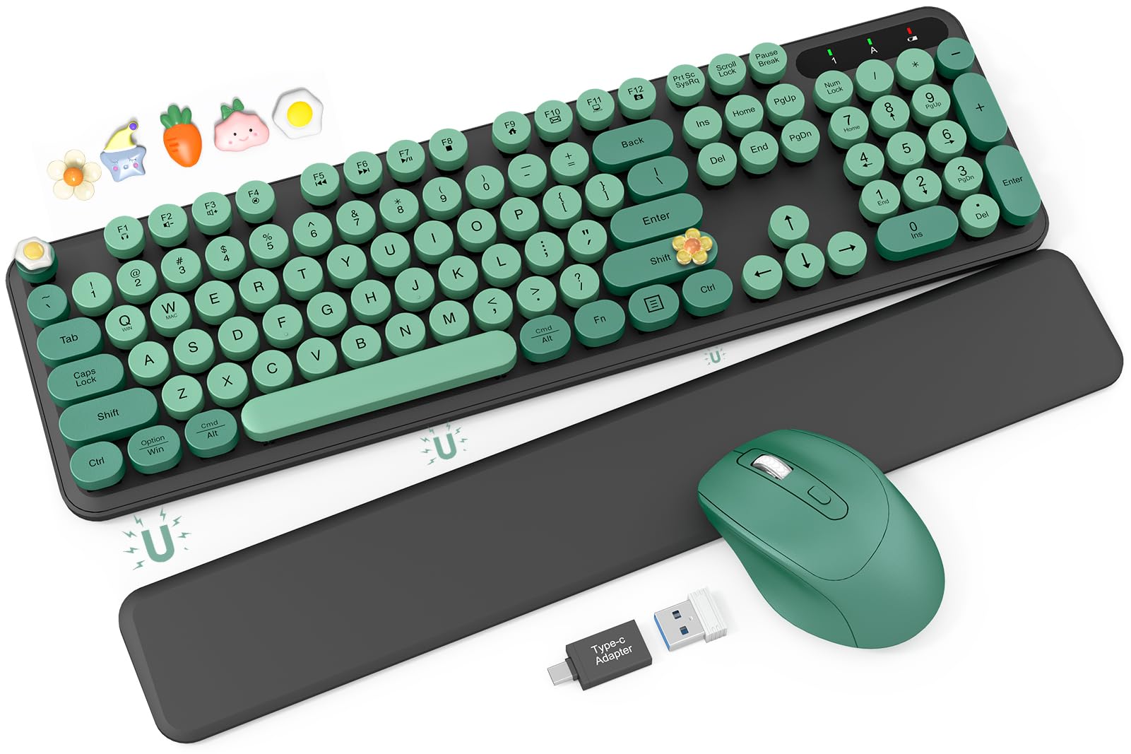 Wireless Keyboard and Mouse Combo - Cute Typewriter Keyboard with ...