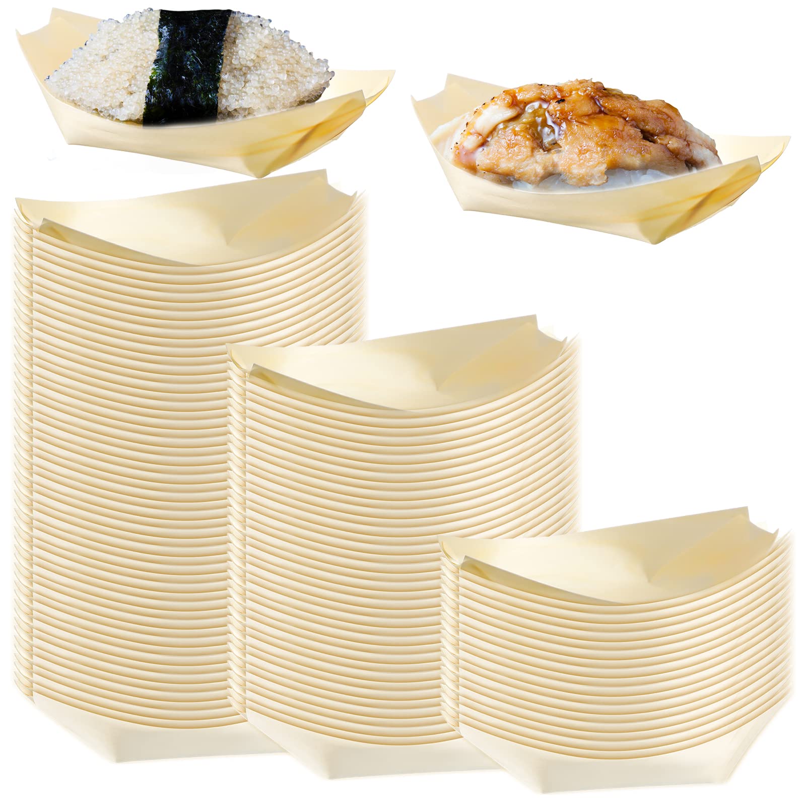 Newtay 300 Pcs Bamboo Disposable Boat Plates 5.5" Long Wooden Plates ...