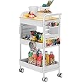 Amazon.com: NOOKIN Art Cart with Tabletop & Pegboard - 3-Tier Rolling Utility Cart with Wheels ...