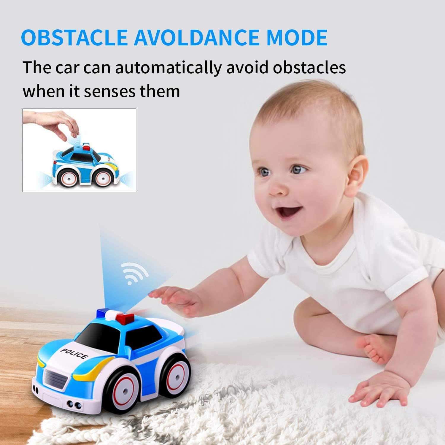 tonason Remote Control Police Toy Car 2.4GHz Motion Gravity Four Modes ...