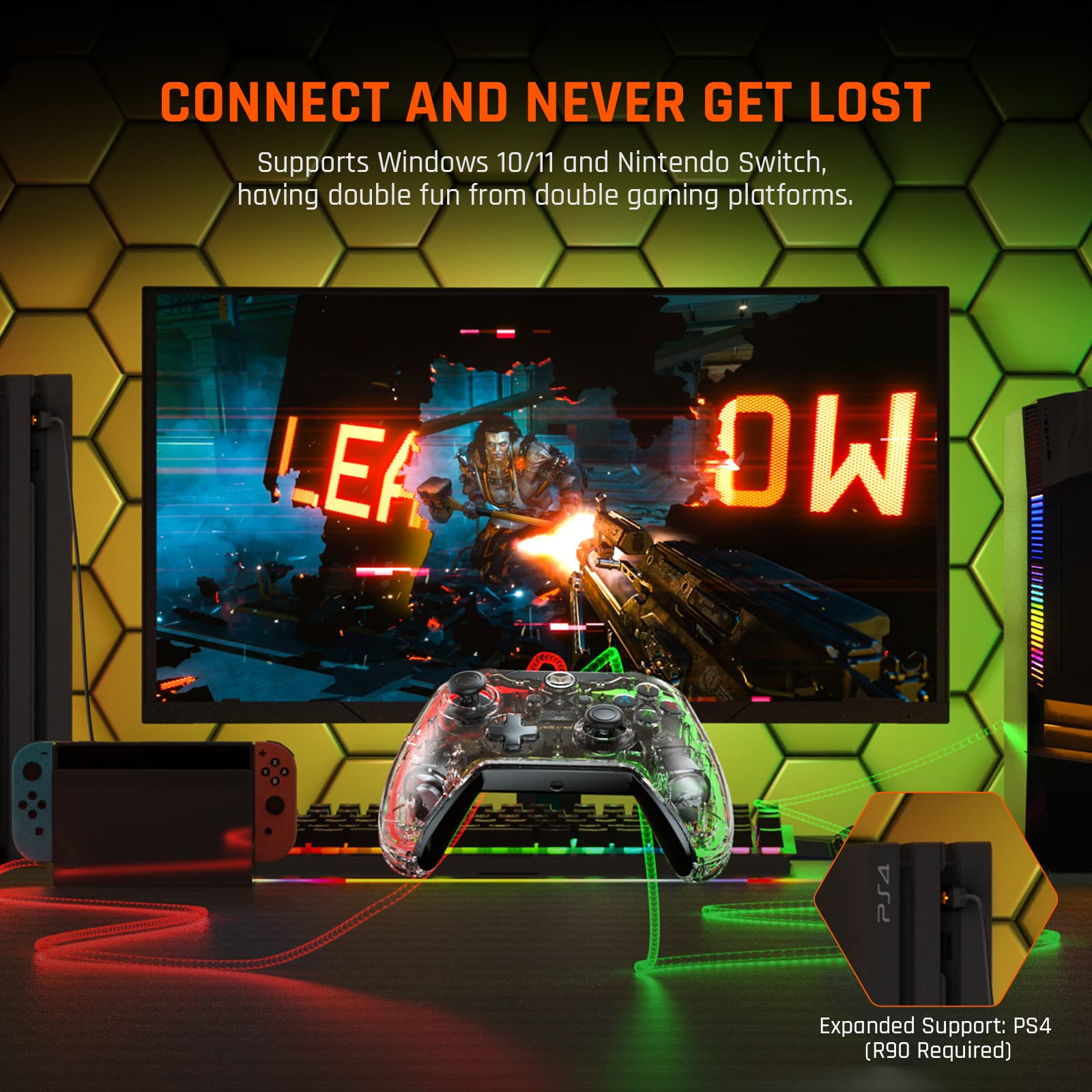 Mua PCコントローラー、BIGBIG WON Rainbow Lite有線ゲームコントローラー、PC RGBライト、カスタムボタン、マクロ ...