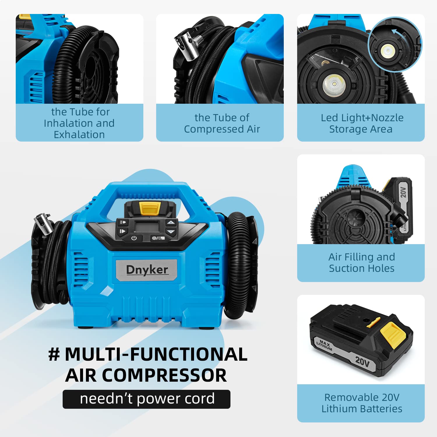 Mua DNYKER Cordless Air Compressor Tire Inflator/Deflator, 160PSI ...