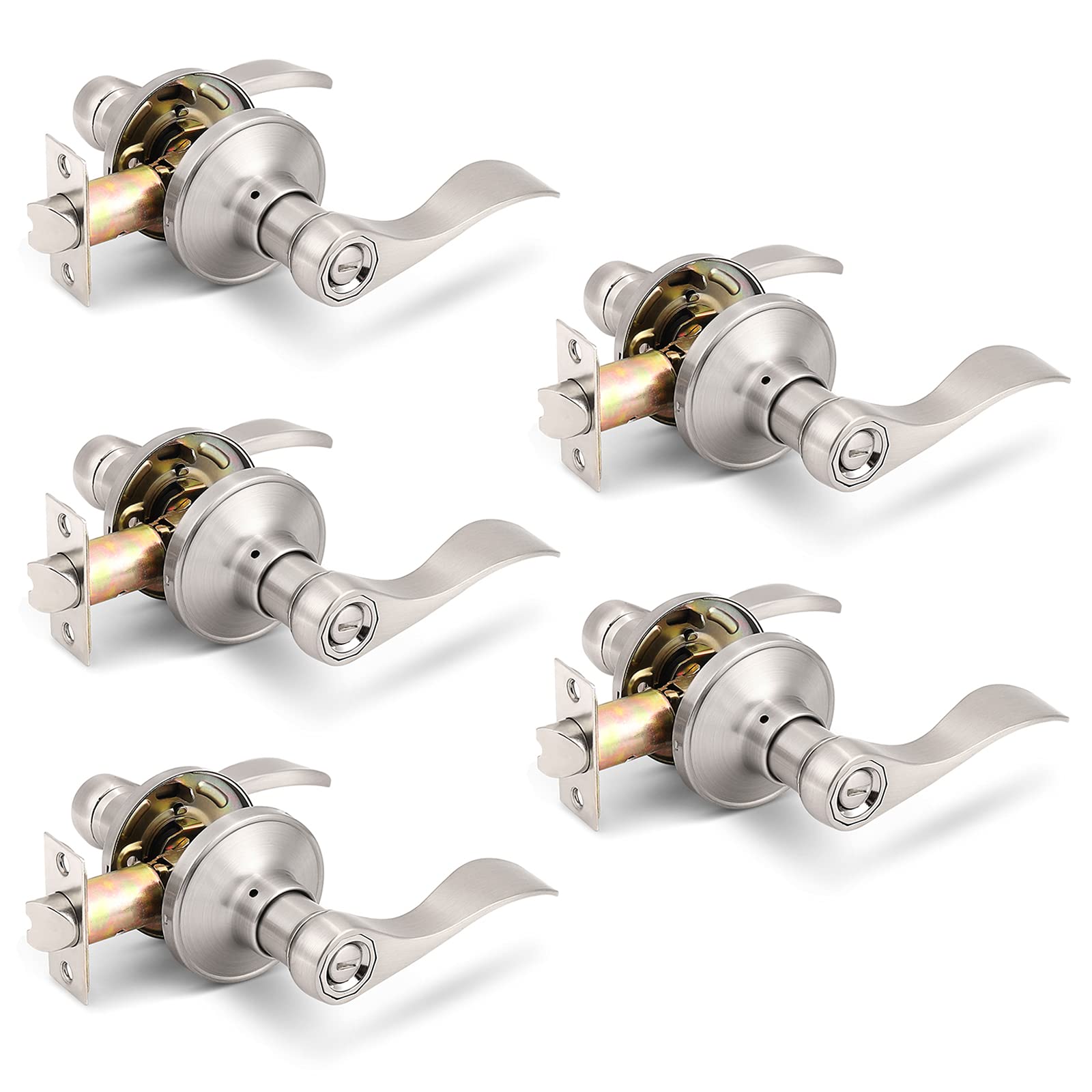 Gobrico 5 Pack Interior Privacy Handles Door Locksets, Bed and Bath ...