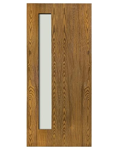 36 in. x 80 in. Reversible Clear Glass Walnut Wood Texture Modern ...