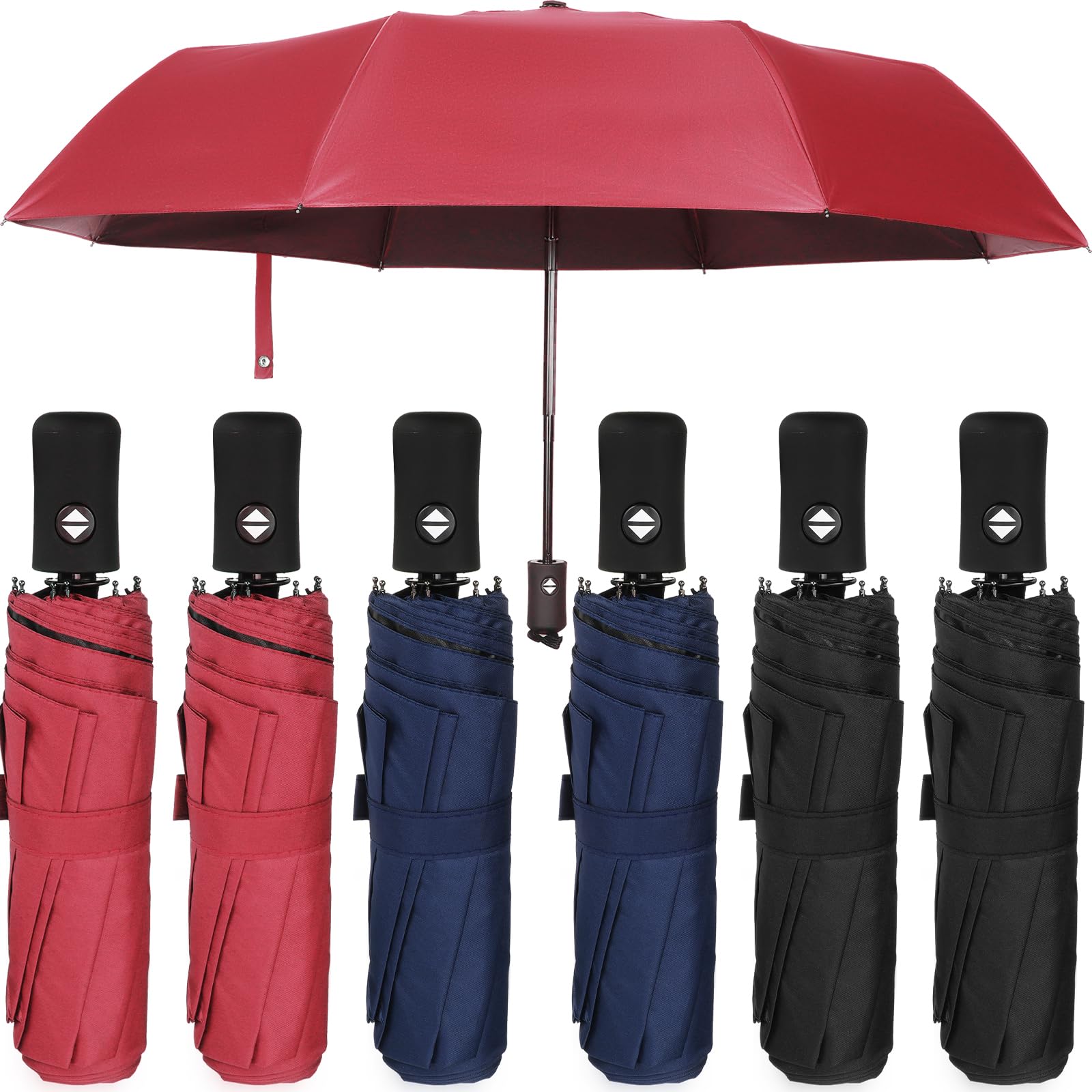 Jexine 6 Pcs Travel Compact Umbrella Automatic Open Close Windproof ...