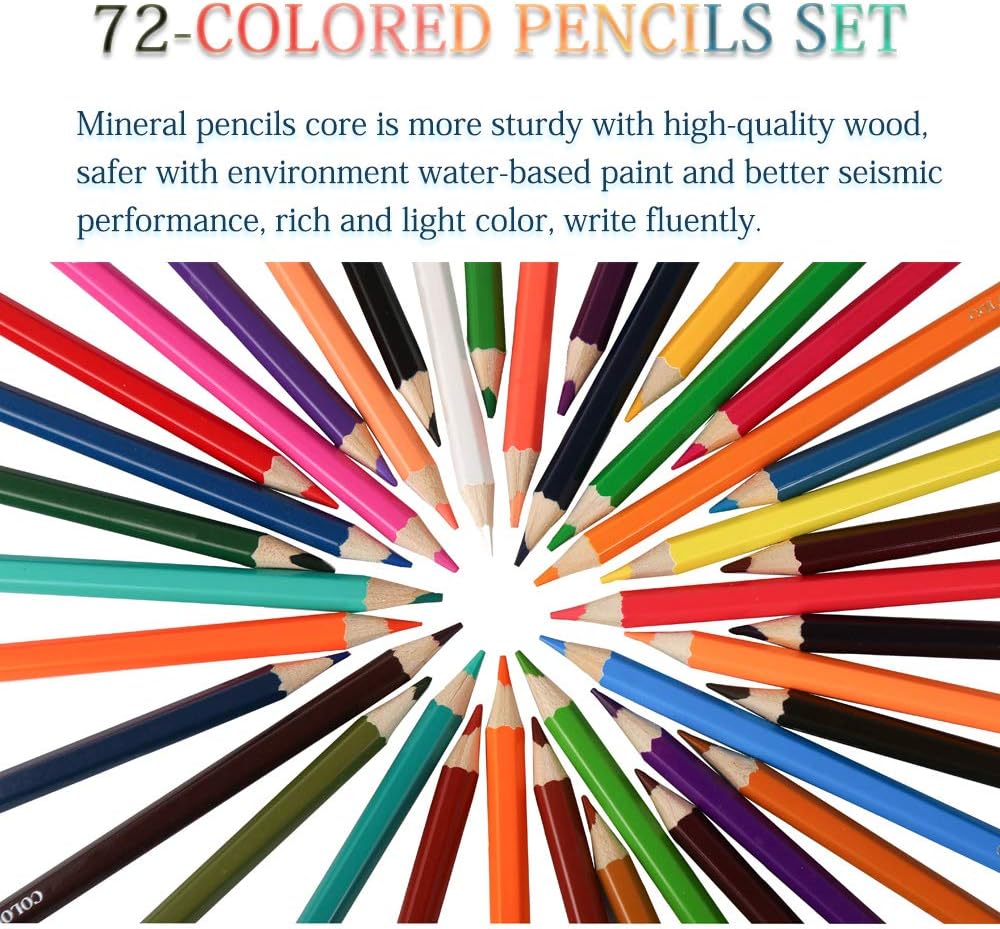 Art Color Pencils Set with 72 Count Pencils Portable Roll-Up Canvas ...