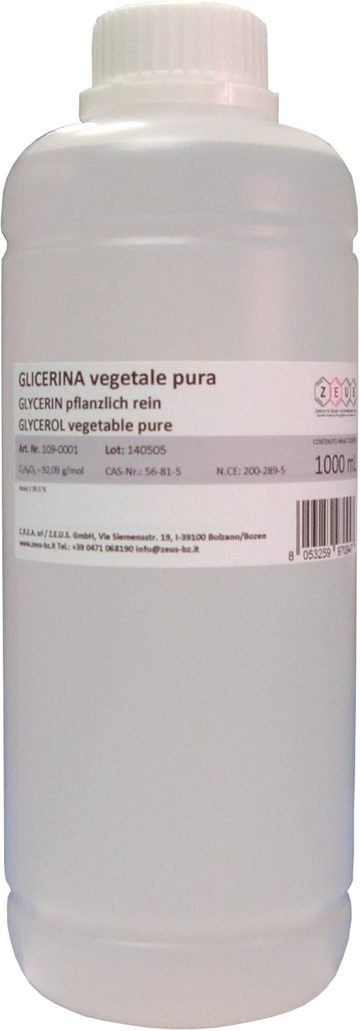 Glicerina vegetale pura (glicerolo) - ZEUS - 1 litro (1,25 kg): Amazon ...