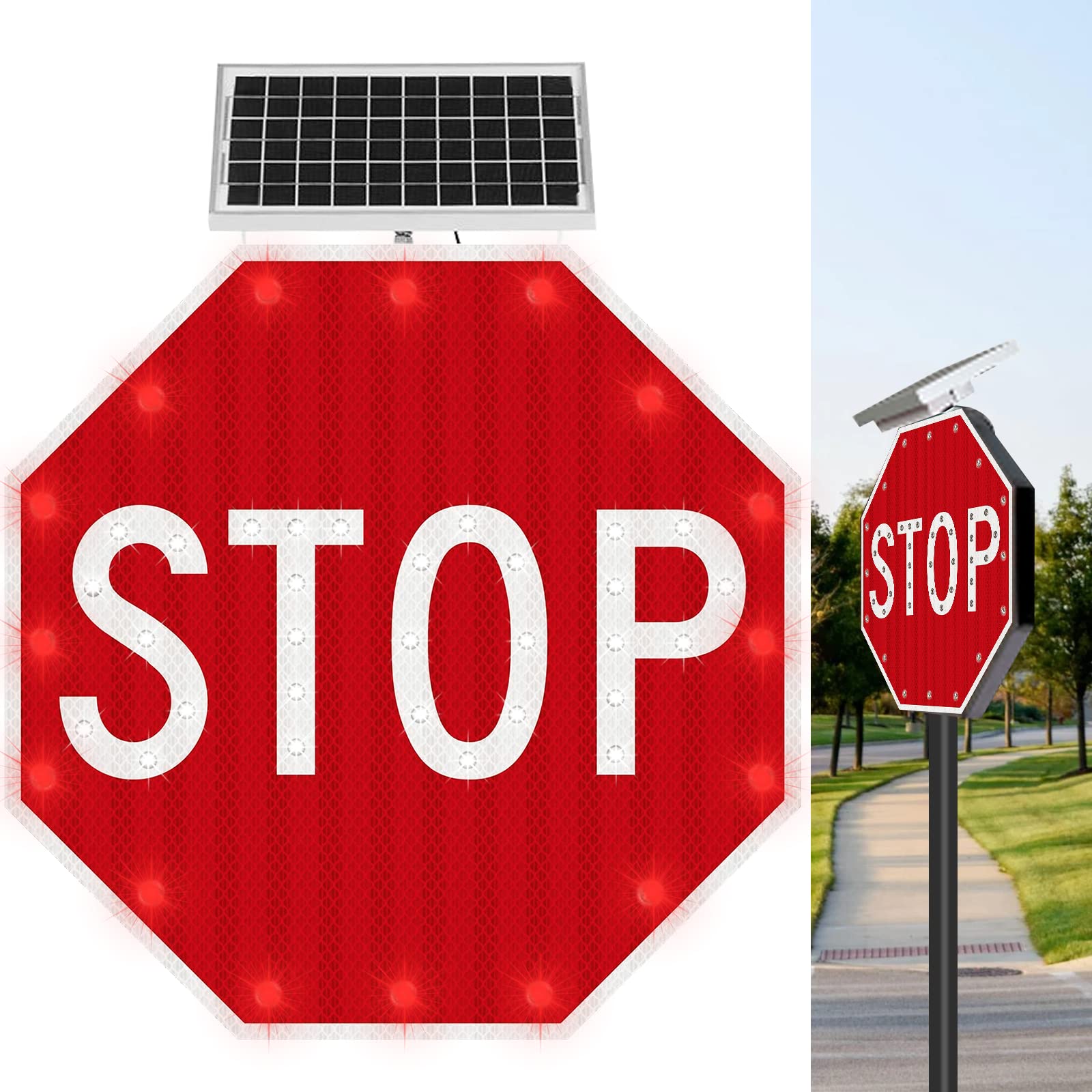 Mua Aresign Solar Powered LED Flashing Stop Sign, 30 x 30 Aluminum ...