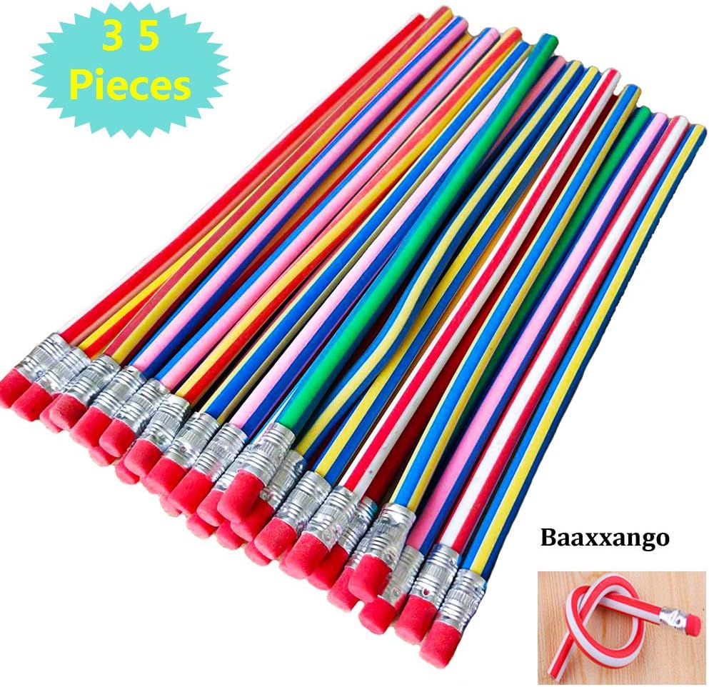 Amazon.com : Baaxxango 35PCS Bendable Pencils with Erasers, 7 inch Soft ...