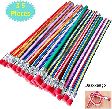 Amazon.com : Baaxxango 35PCS Bendable Pencils with Erasers, 7 inch Soft ...