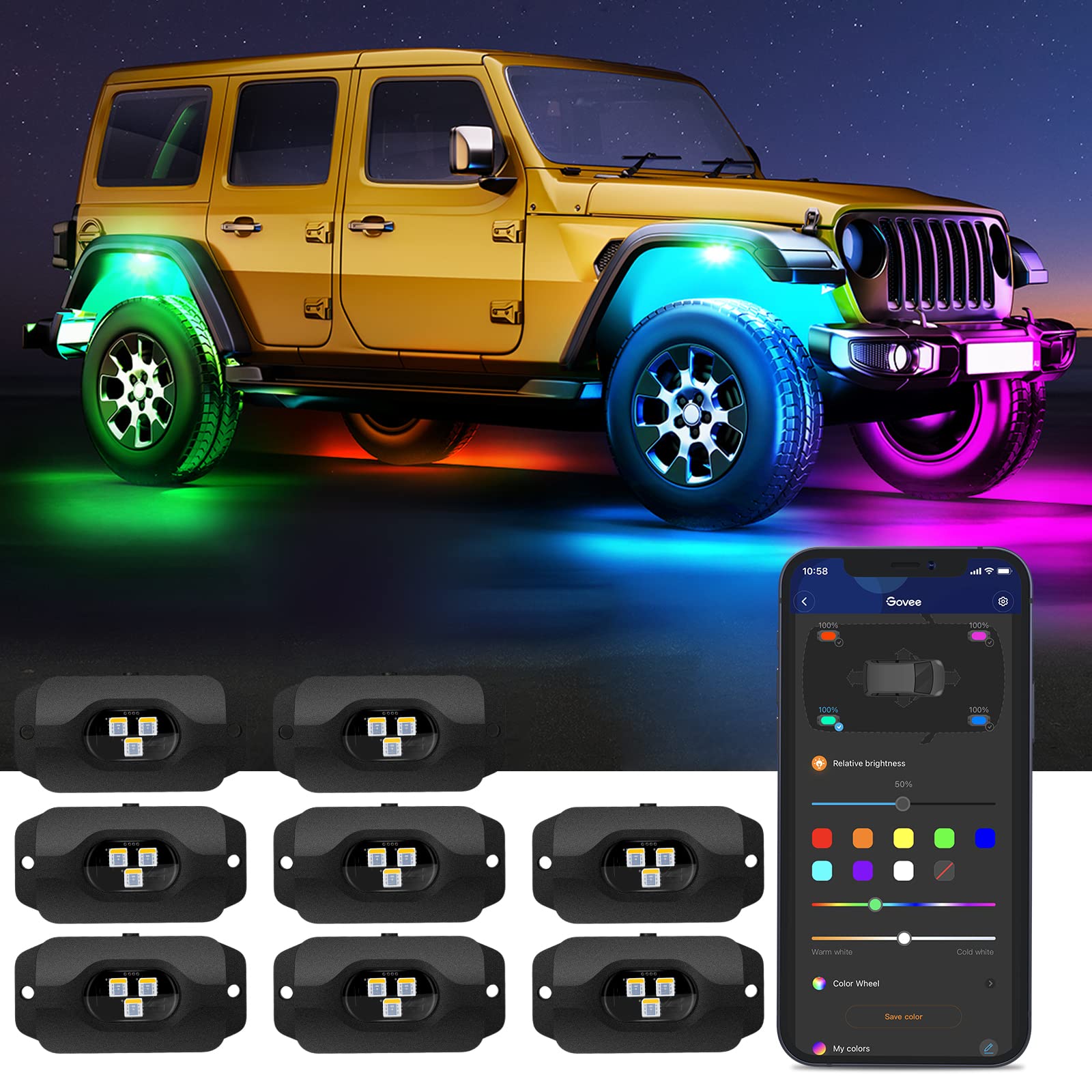 Mua Govee Rock Lights with Smart APP Control, RGBW Underglow Car Lights ...