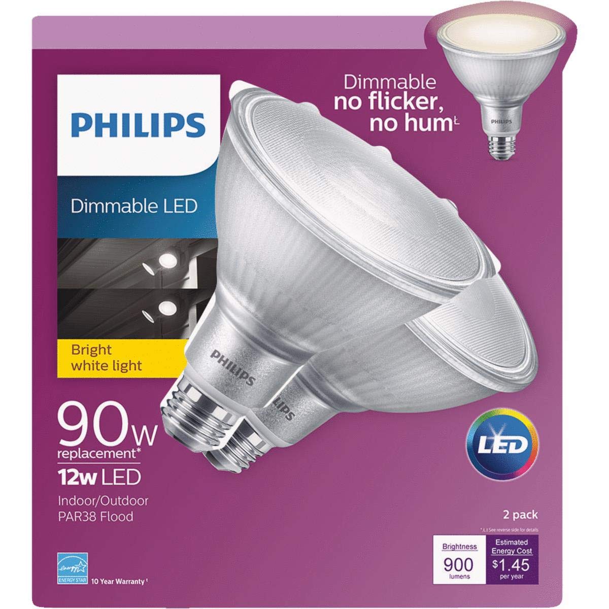 Mua Philips LED Indoor/Outdoor Dimmable PAR38 40-Degree Classic Glass ...