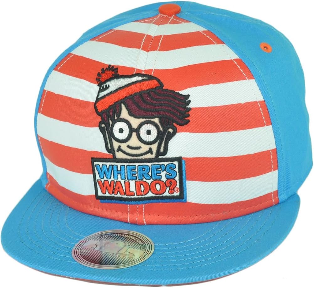 Where's Waldo Wally Book Striped Flat Bill Cartoon Snapback Adjustable ...