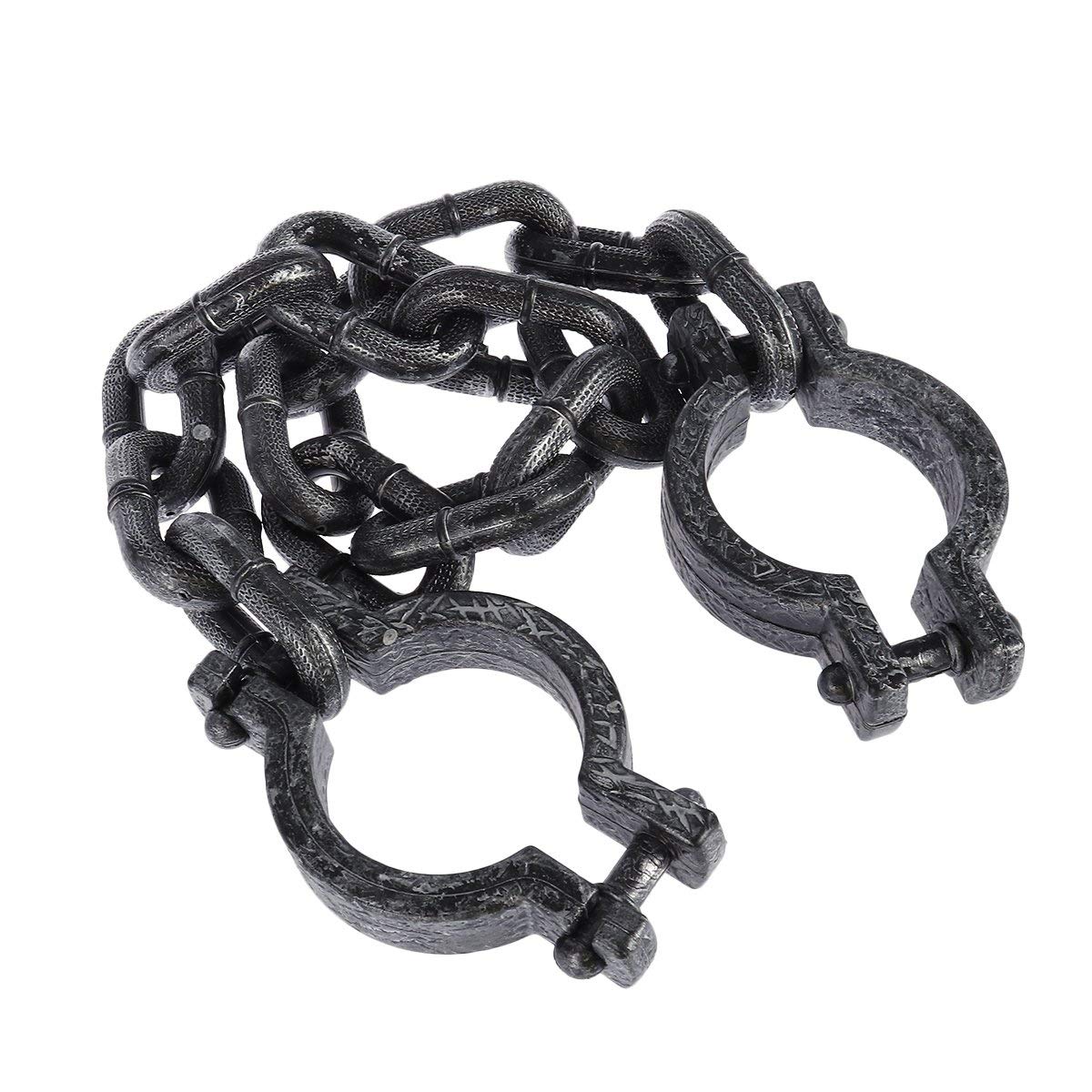 BESTOYARD Plastic Wrist Shackles Prison Handcuffs Chain Links Halloween ...