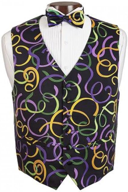 Mardi Gras Fat Tuesday Tuxedo Vest and Bow Tie Size XXlarge at Amazon ...